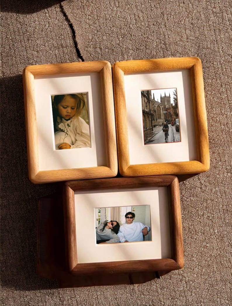Round Corner Photo Frame, Wooden Photo Frame, Walnut Picture Frame ...