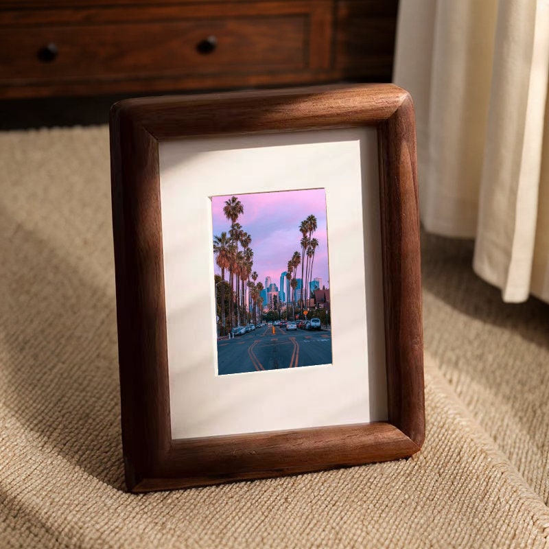 Round Corner Photo Frame, Wooden Photo Frame, Walnut Picture Frame ...
