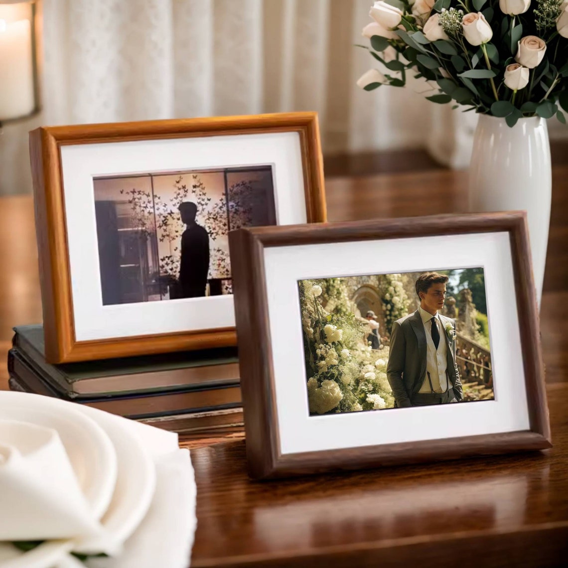 Wooden Wedding Photo Frame, Vintage Walnut Photo Frame, Custom ...