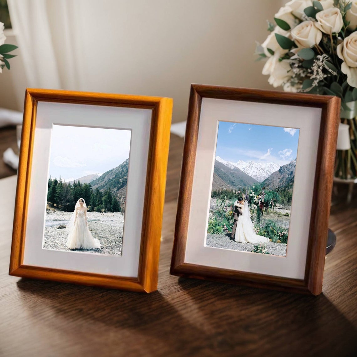 Wooden Wedding Photo Frame, Vintage Walnut Photo Frame, Custom ...
