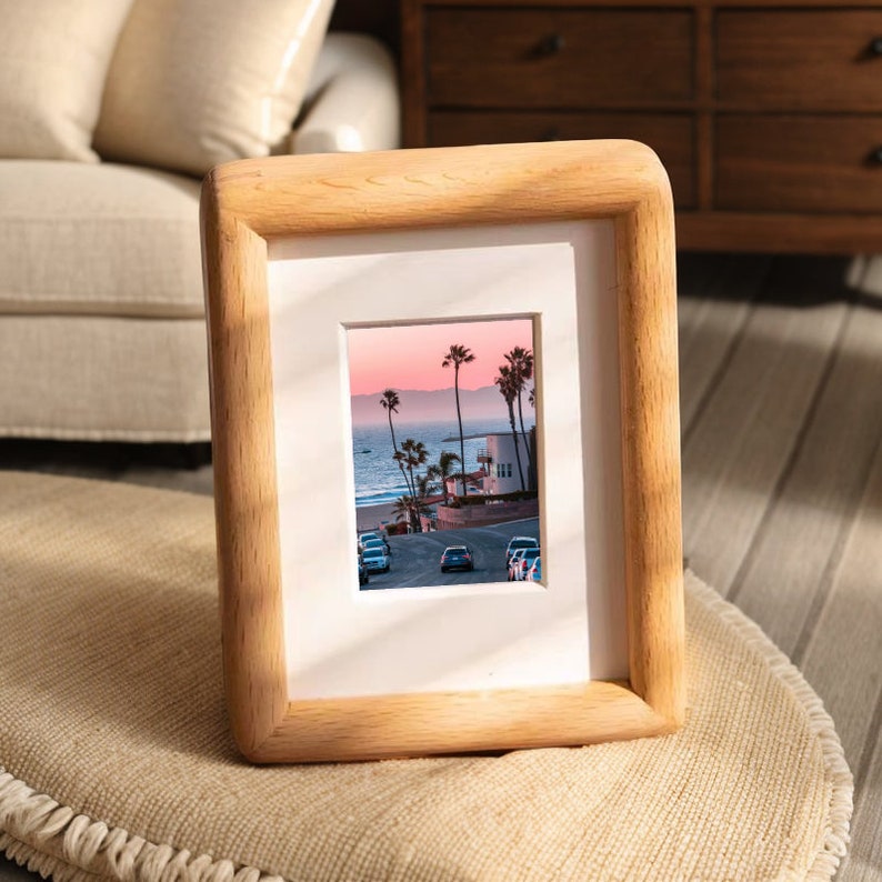 Round Corner Photo Frame, Wooden Photo Frame, Walnut Picture Frame ...