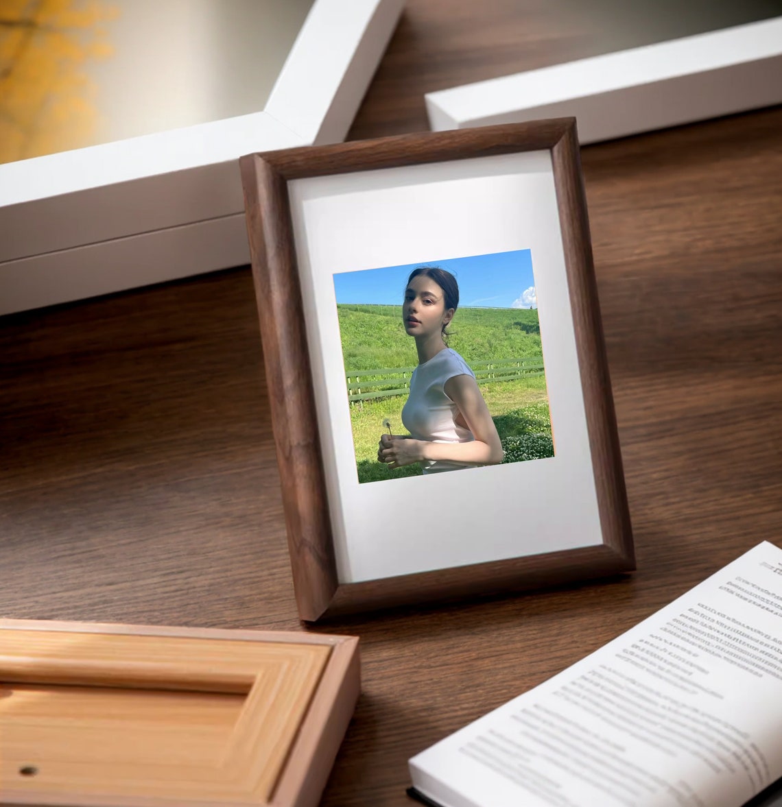 Walnut Photo Frame, Wedding Anniversary Photo Frame, Solid Wood Picture ...