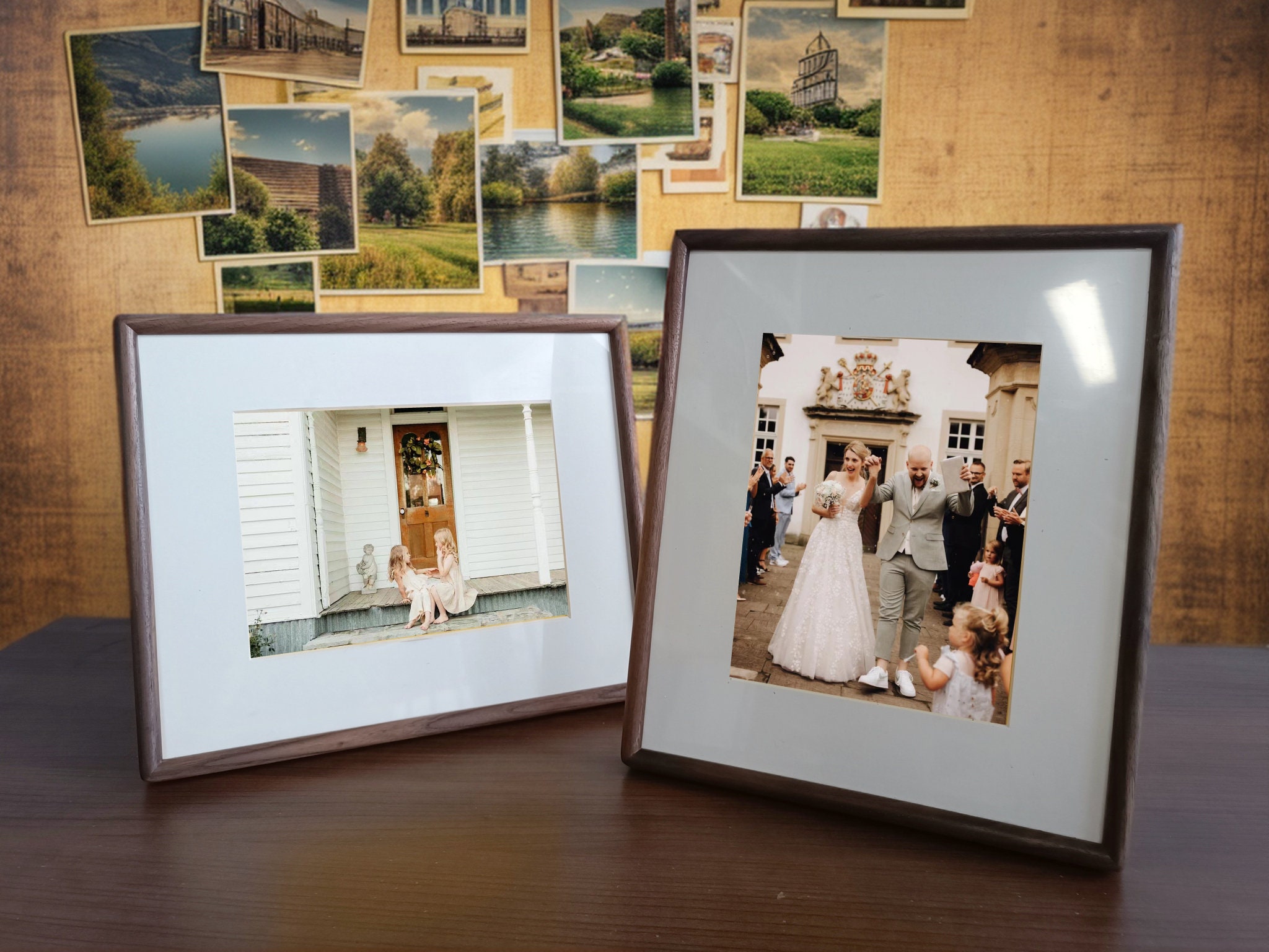 Large Walnut Photo Frame, Round Corner Photo Frame, Custom Wooden ...