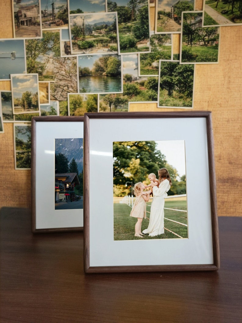Large Walnut Photo Frame, Round Corner Photo Frame, Custom Wooden ...