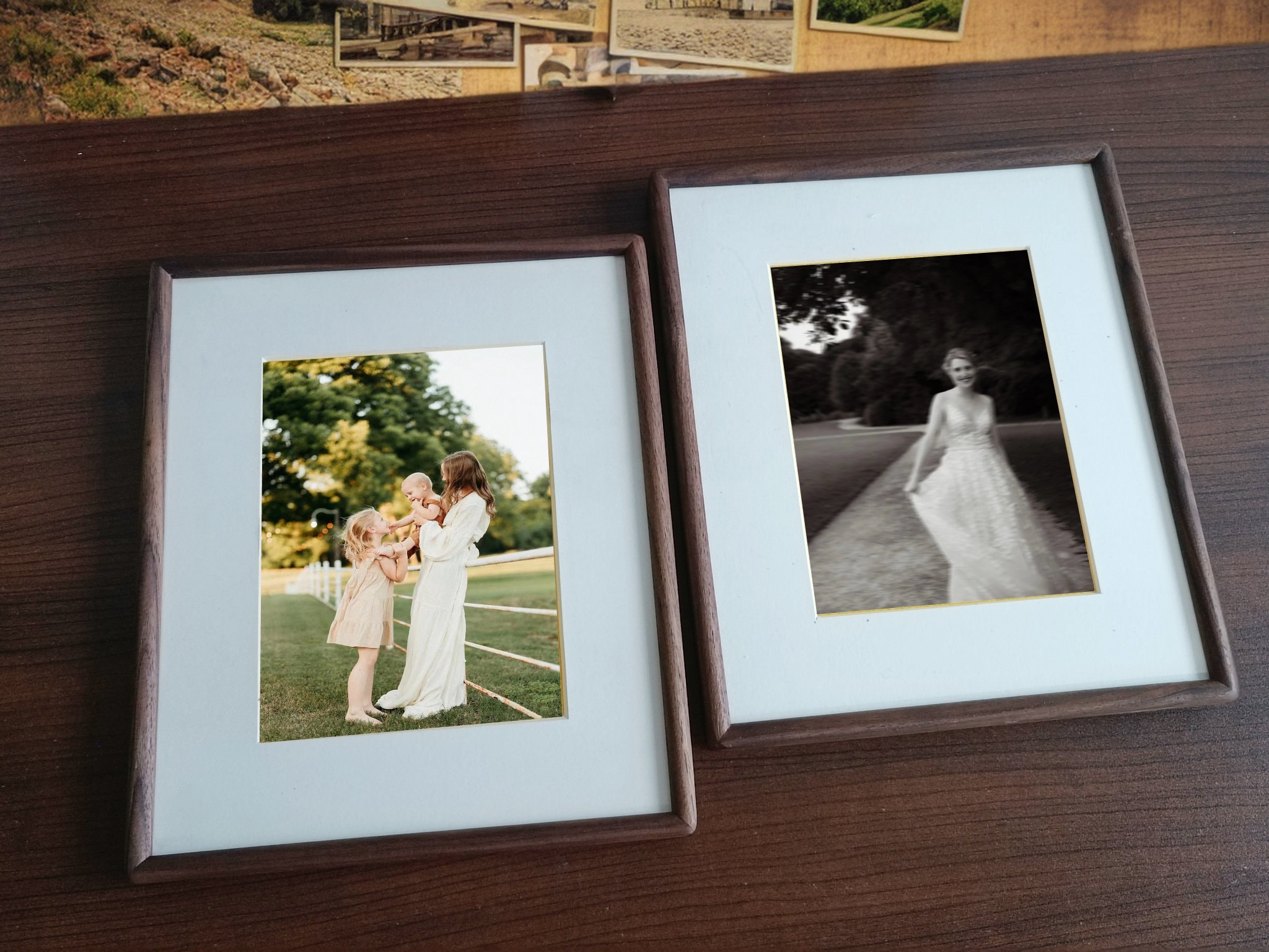 Large Walnut Photo Frame, Round Corner Photo Frame, Custom Wooden ...