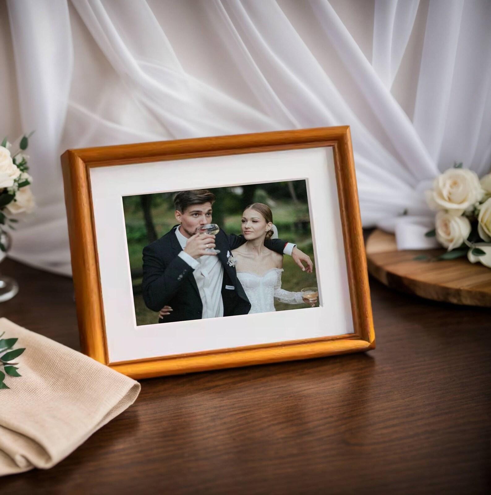 Wooden Wedding Photo Frame, Vintage Walnut Photo Frame, Custom ...
