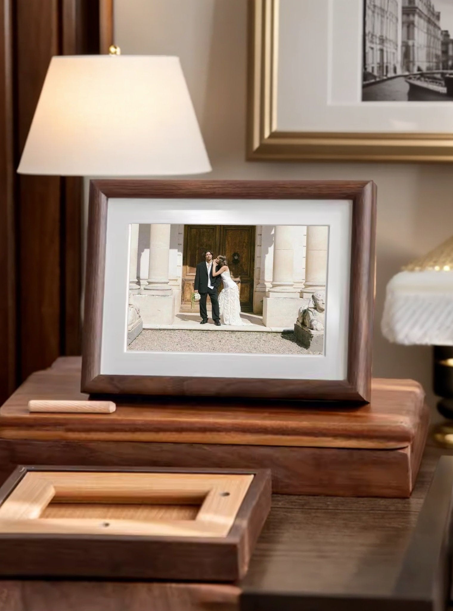 Walnut Photo Frame, Wedding Anniversary Photo Frame, Solid Wood Picture ...