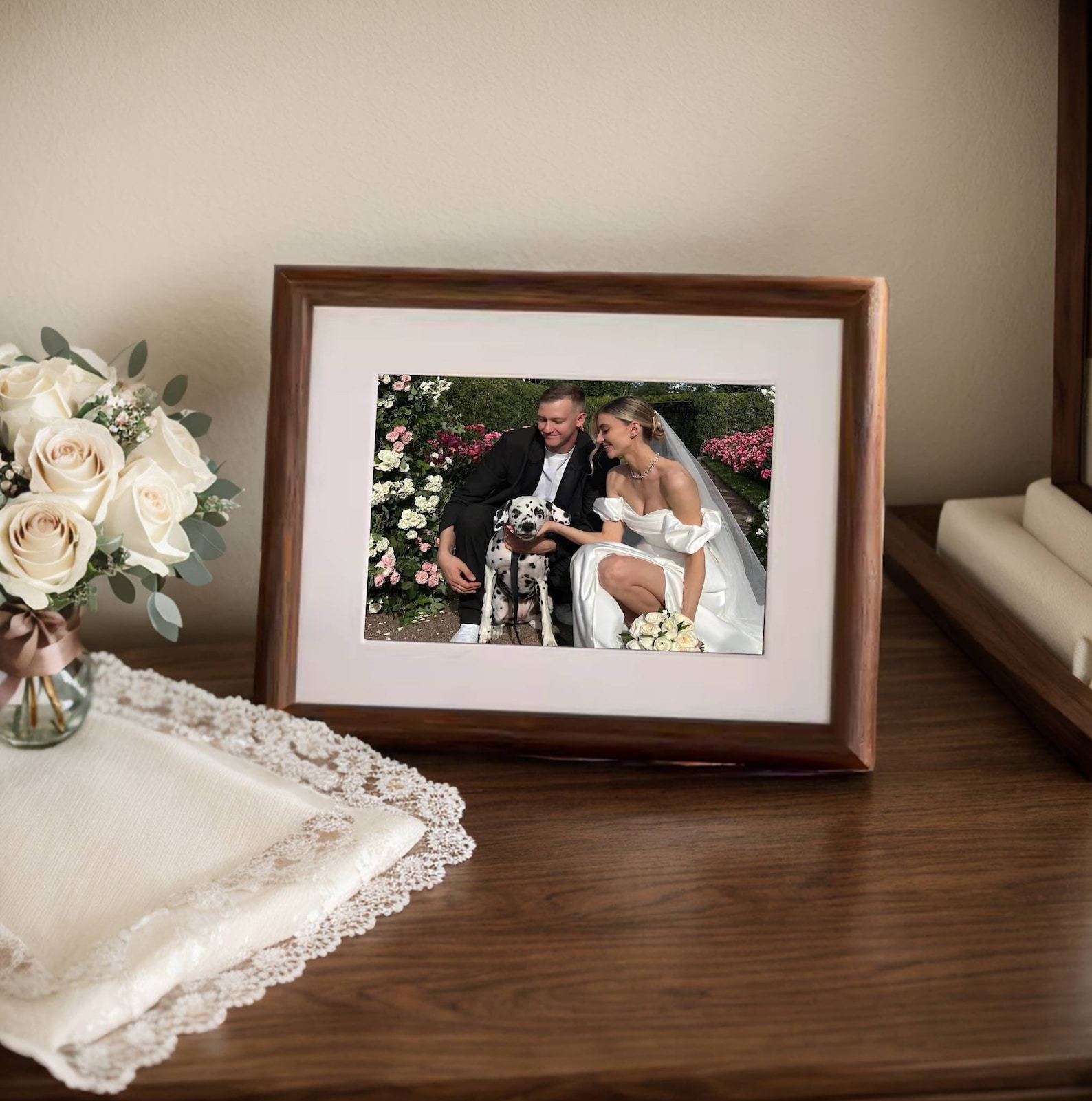 Wooden Wedding Photo Frame, Vintage Walnut Photo Frame, Custom ...