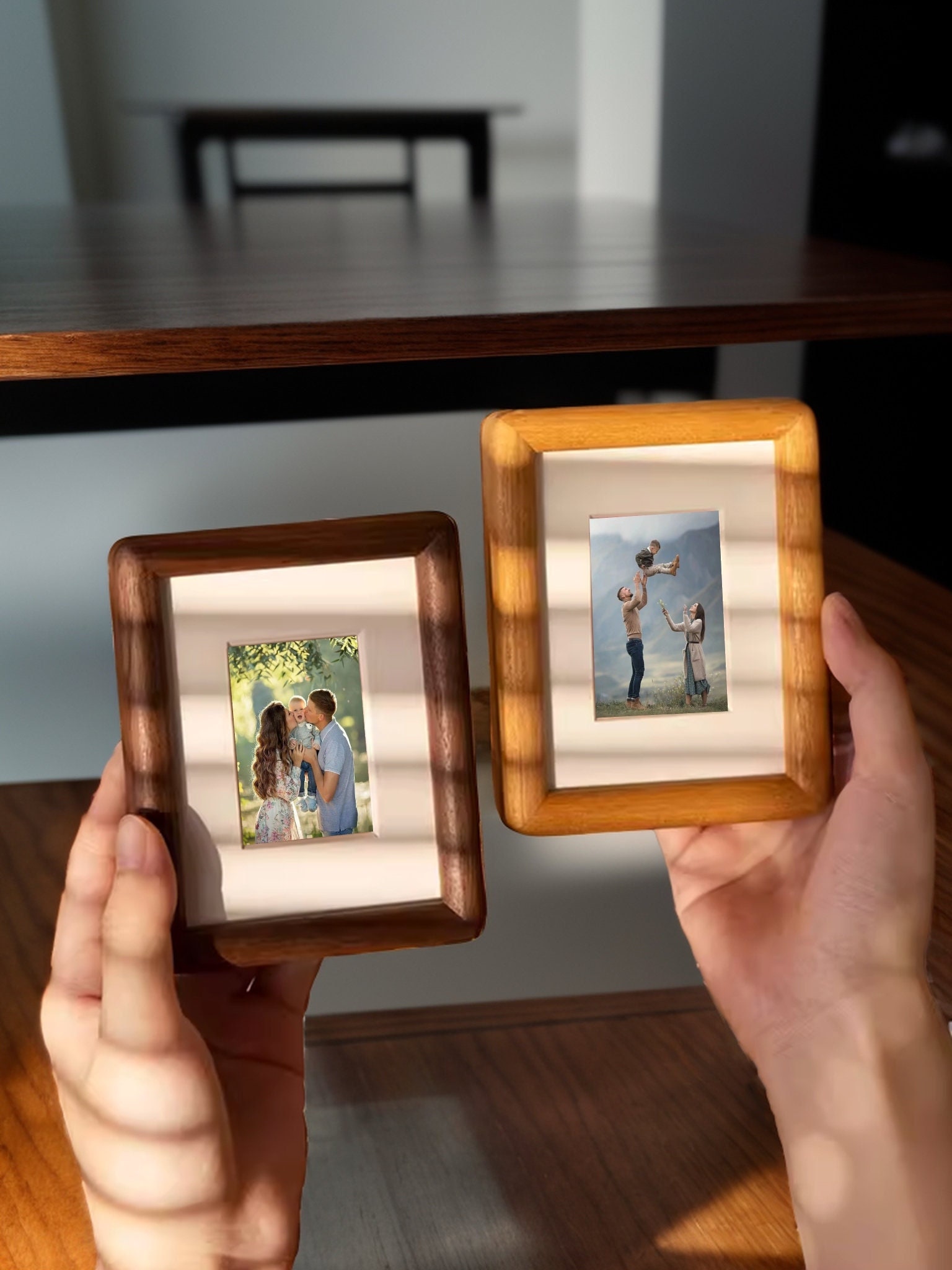 Mini Wooden Photo Frame, Family Photo Frame, Walnut Portraits Frame ...