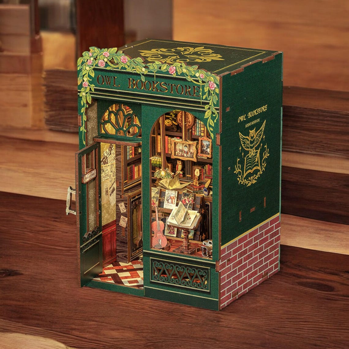 Miniature Book Nook Owl Bookstore LED DIY, Home Décor Gift for Kids ...