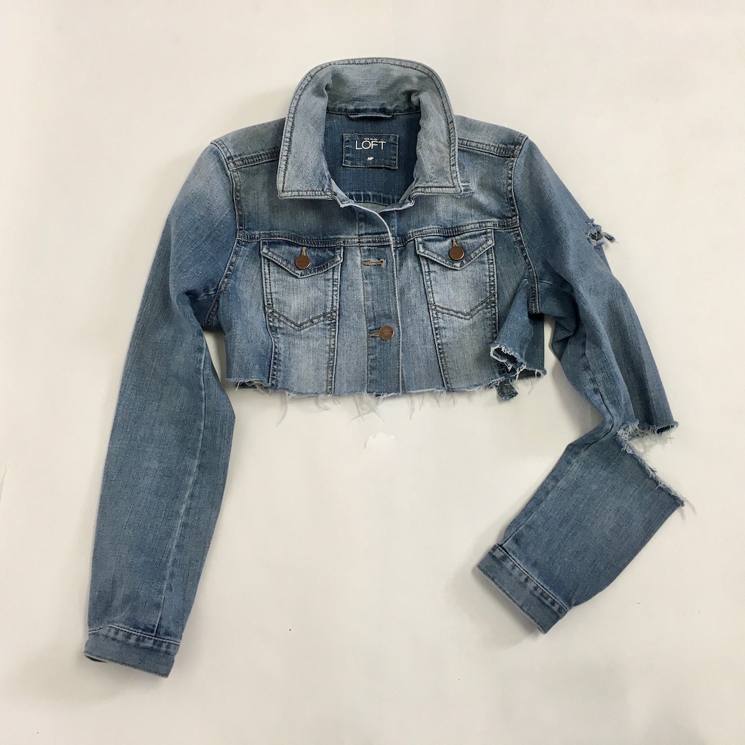 Tattered Cropped Vintage Denim Jacket XS - Etsy