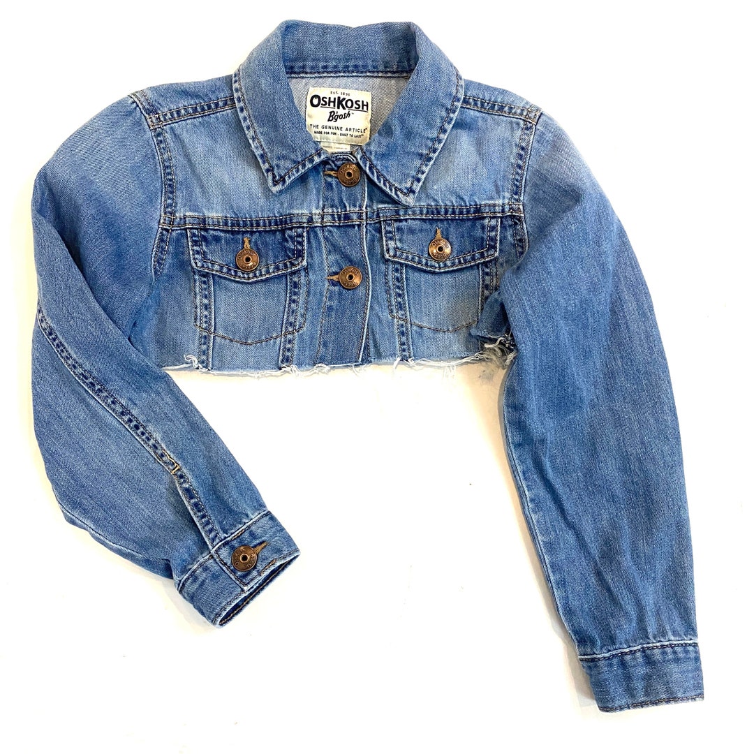 Kids Cropped Distressed Tattered Denim Jacket Sz 8 - Etsy