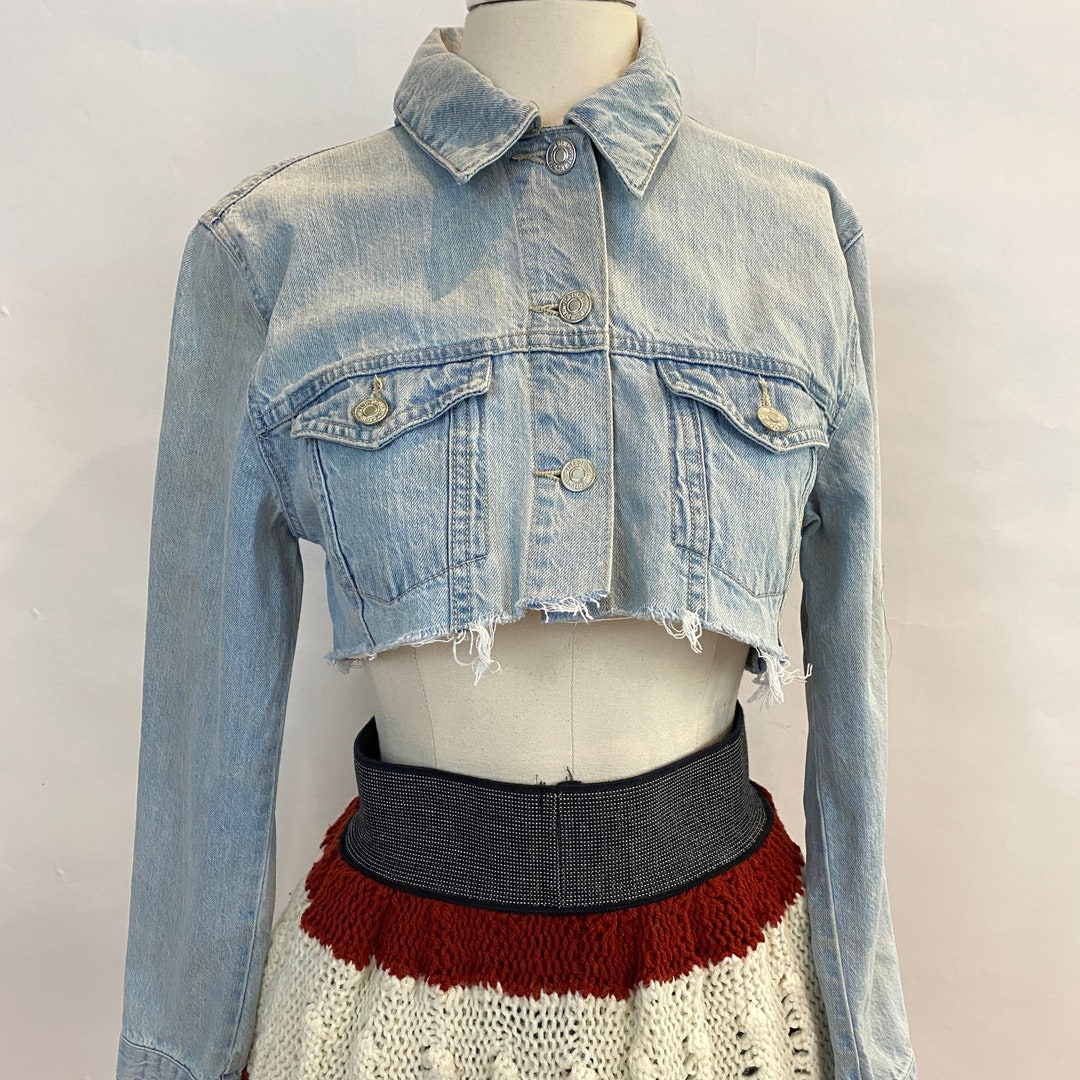 Tattered Cropped Vintage Denim Jacket S - Etsy