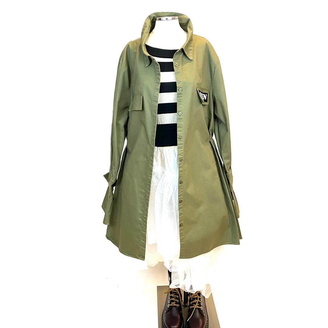 Handmade Oversized Cotton Twill Olive Drab Shacket XXL Yess QUEEN - Etsy