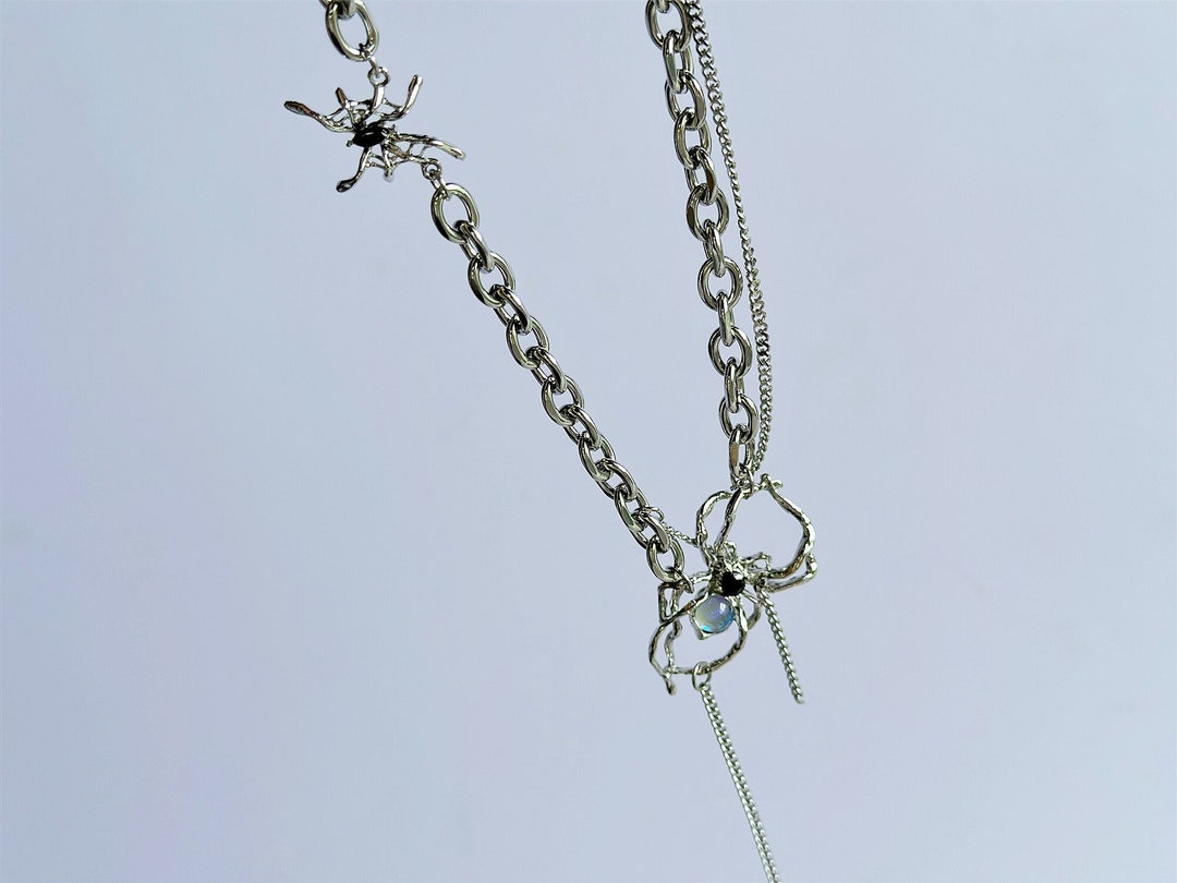 Spider Y2K Necklace, Cool Spider Y2K Necklace, Multilayered Chain ...