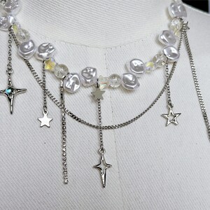 Pearl Y2K Necklace, Starlight Pearl Y2K Necklace, Tassels Y2K Choker, Steampunk Y2K Necklace ...
