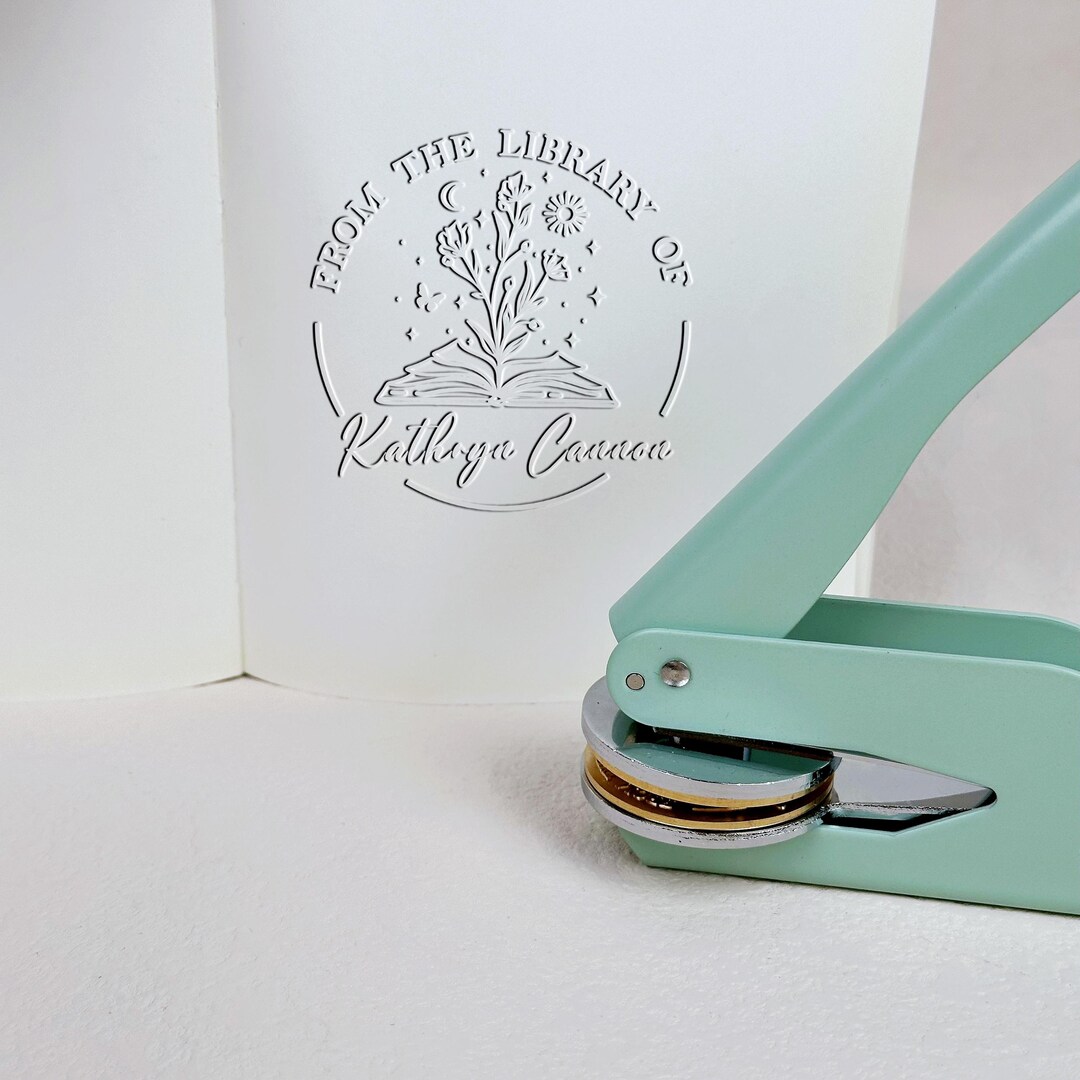 Green Book Embosser/ From the Library of Book Embosser/ Custom Pink ...