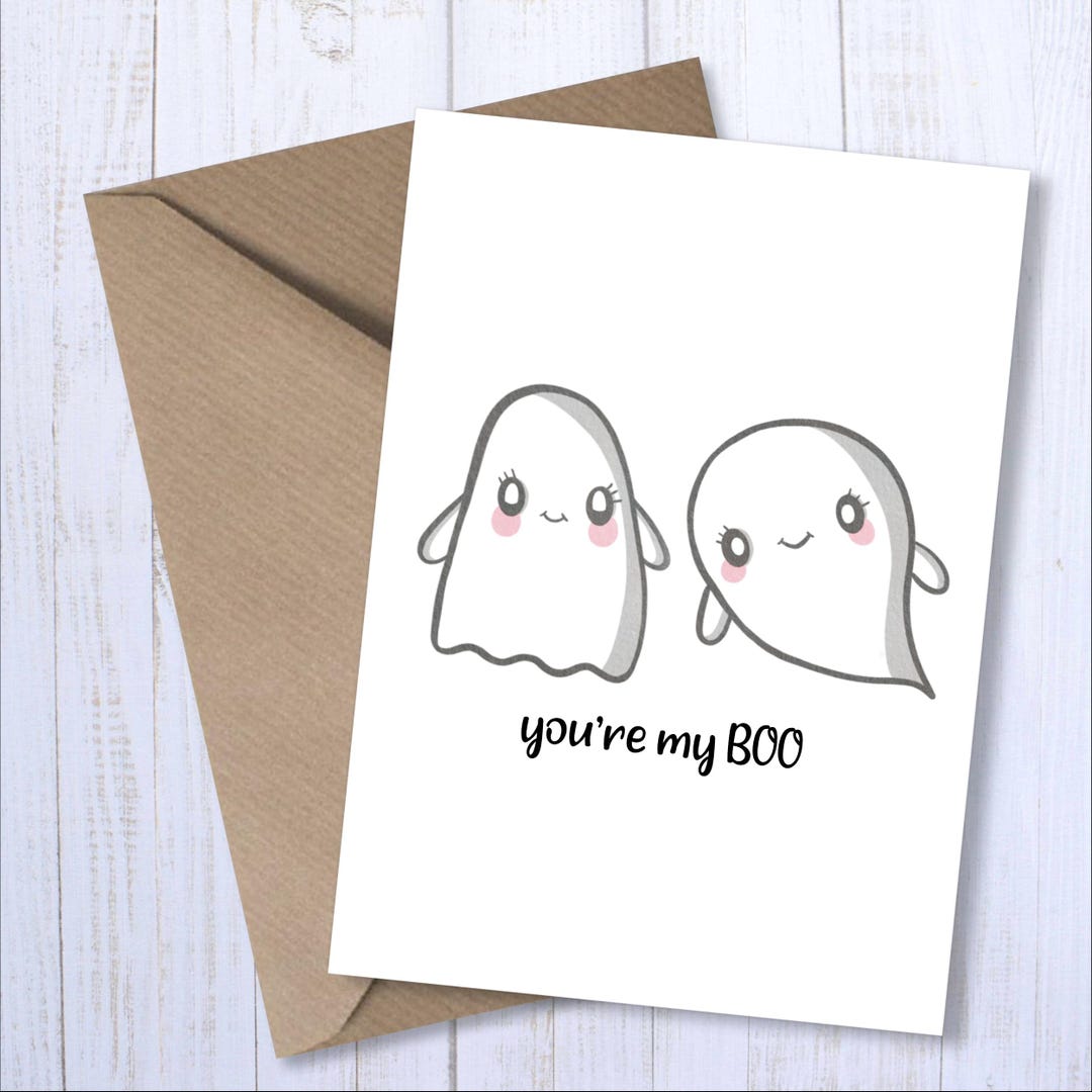 Youre My BOO A6 Greetings Card Little Ghost Pun Ghostie Valentine Love ...