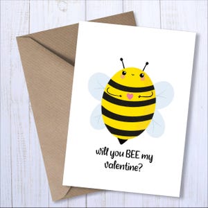 Will You BE My Valentine Bumble BEE | A6 Greetings Card Valentine Love ...