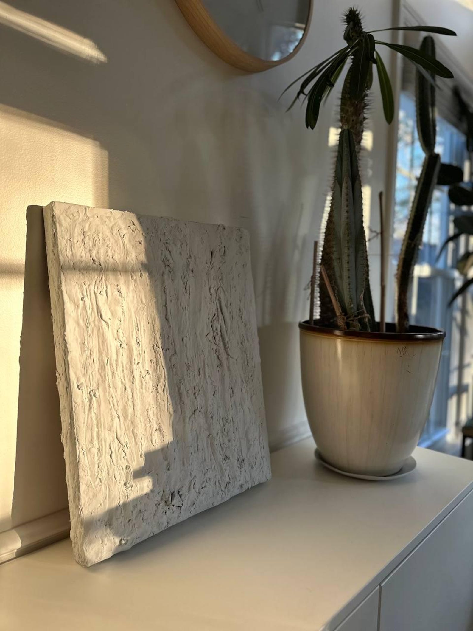 Minimalist Wall Art | 3D Paper Mâché Sculpture | Large Abstract Plaster ...