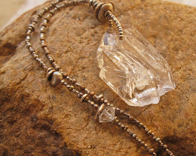 Double Terminated Tabular Quartz Elestial Pendant With Fine Silver ...
