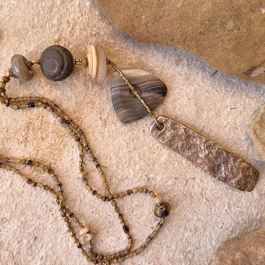 Stacked Pendant Necklace, Ancestral Pueblo Ruins Bronze, Ancient ...