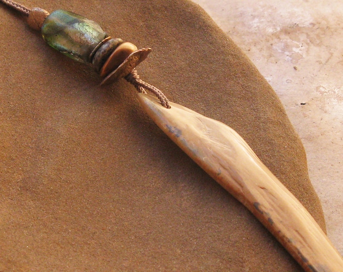 Hand Polished Mastodon Ivory Pendant With Basha Bead and Handcrafted ...