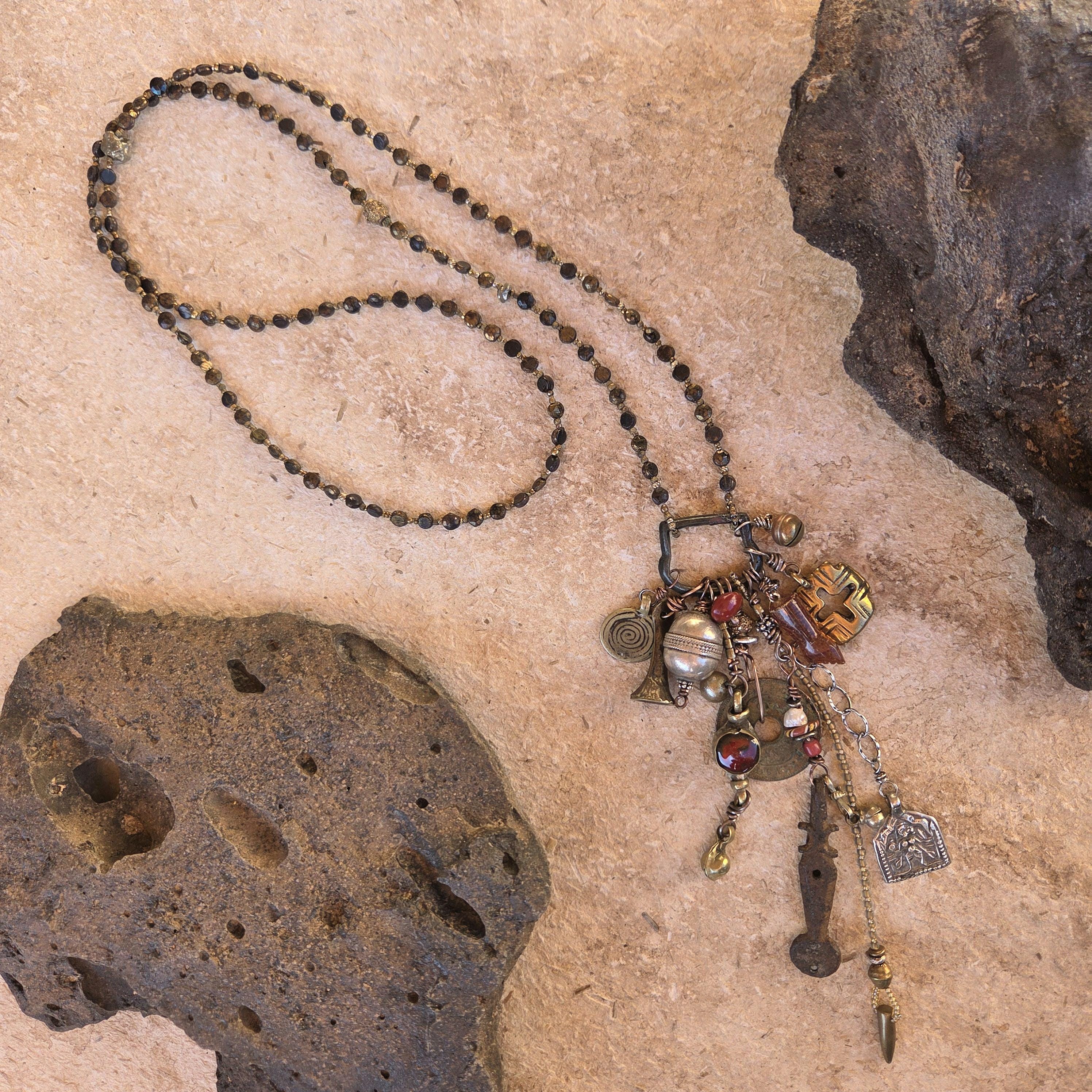 Ethnographic Talisman Necklace: Ancient Bronze, Silver Charms, Antique ...