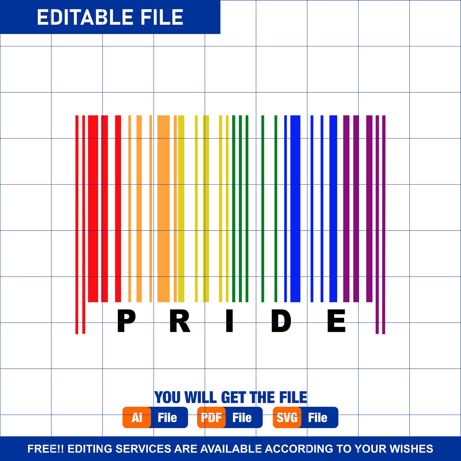 Gay Pride Barcode SVG Files Pride 2021 Cut Files LGBTQ Love SVG Vector ...