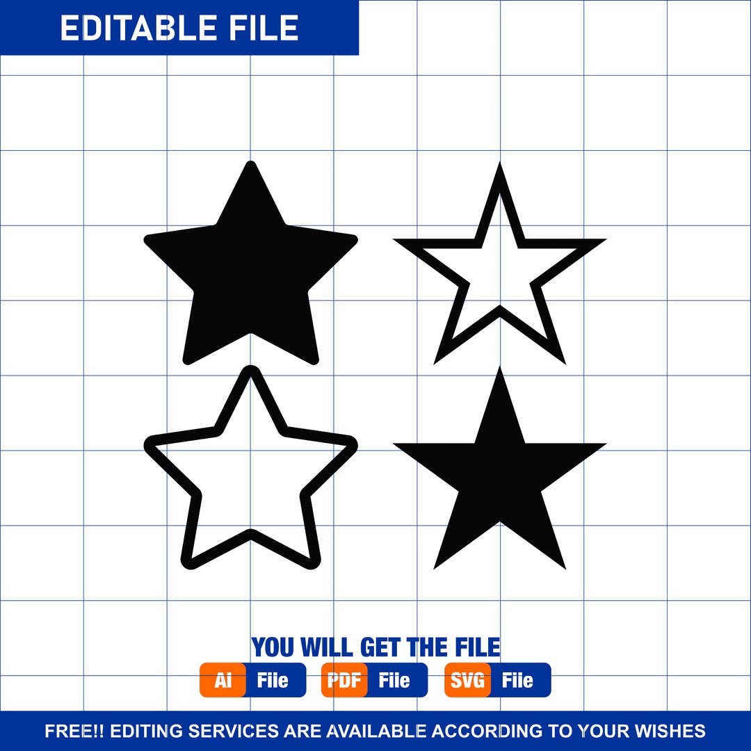 Rounded Star SVG Files Star Outline SVG Stars Cut File Star Vector ...