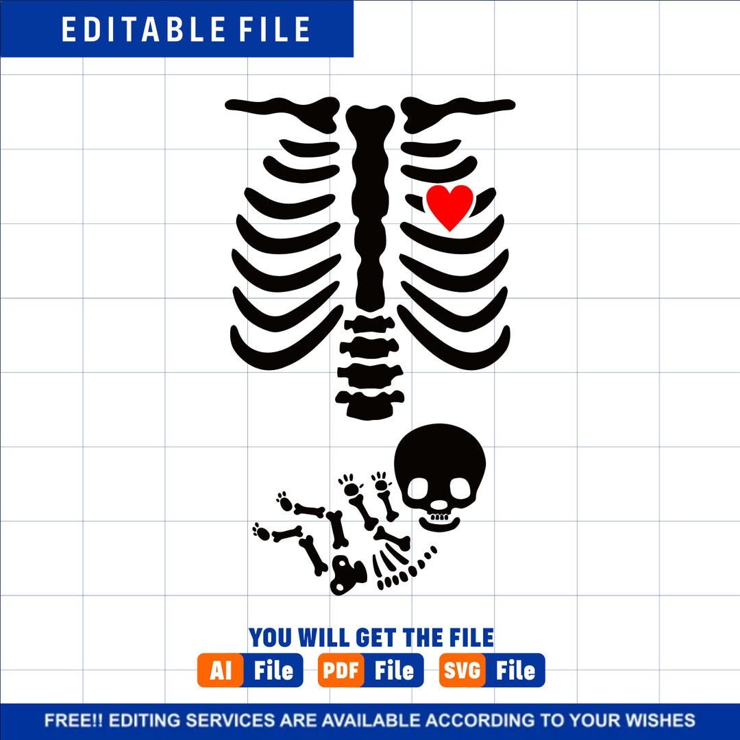 Pregnant Halloween Skeleton SVG Clipart, Preggo Halloween Image Digital ...