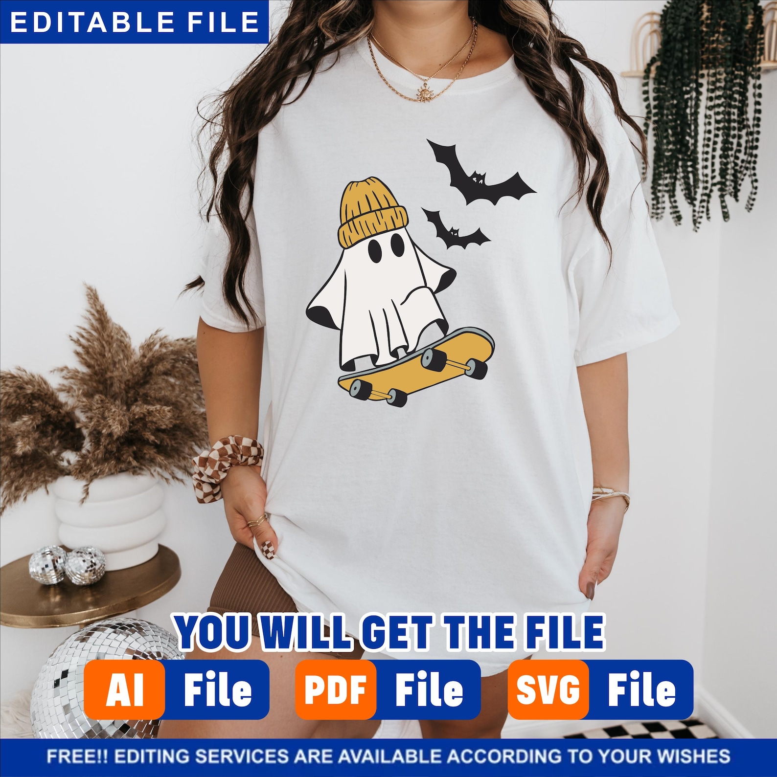 Retro Halloween Ghost SVG , Cut File Vintage Clipart for Spooky Crafts ...