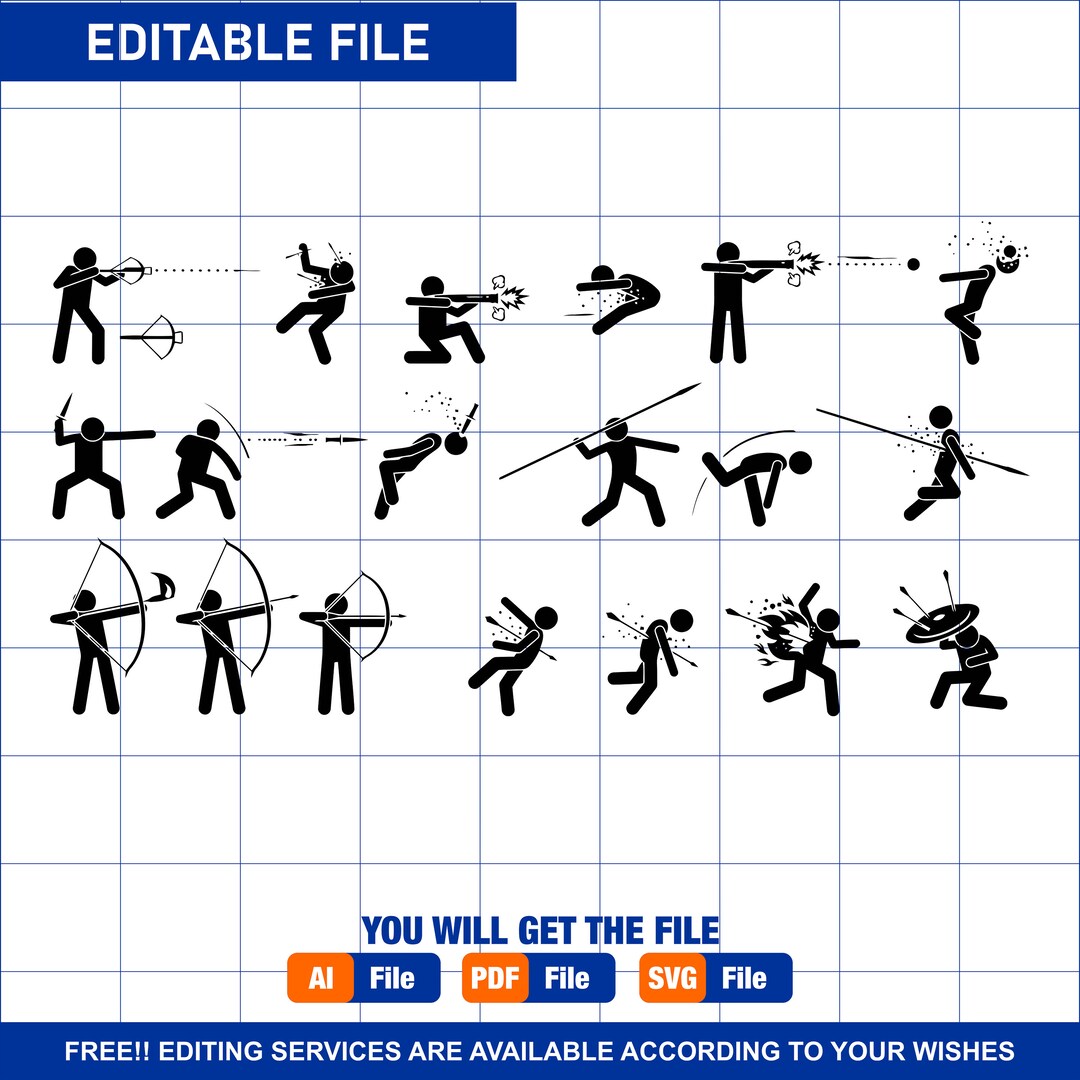Stick Figure Stickman Ancient Medieval War Ranged Weapons Crossbow Bow ...