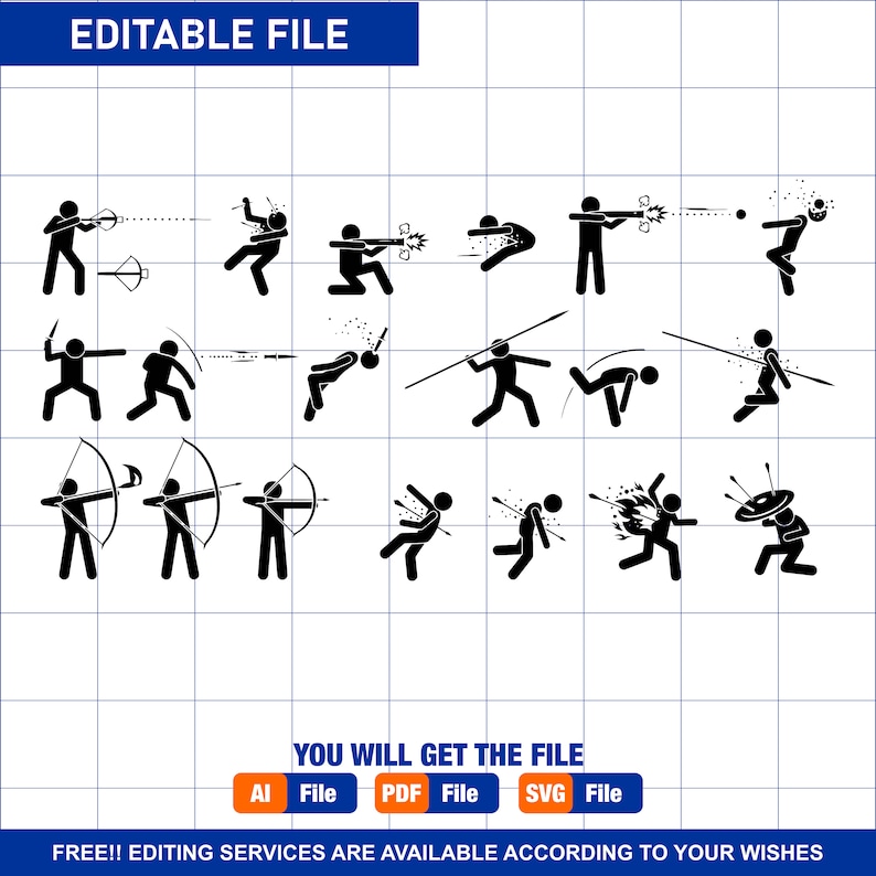 Stick Figure Stickman Ancient Medieval War Ranged Weapons Crossbow Bow ...