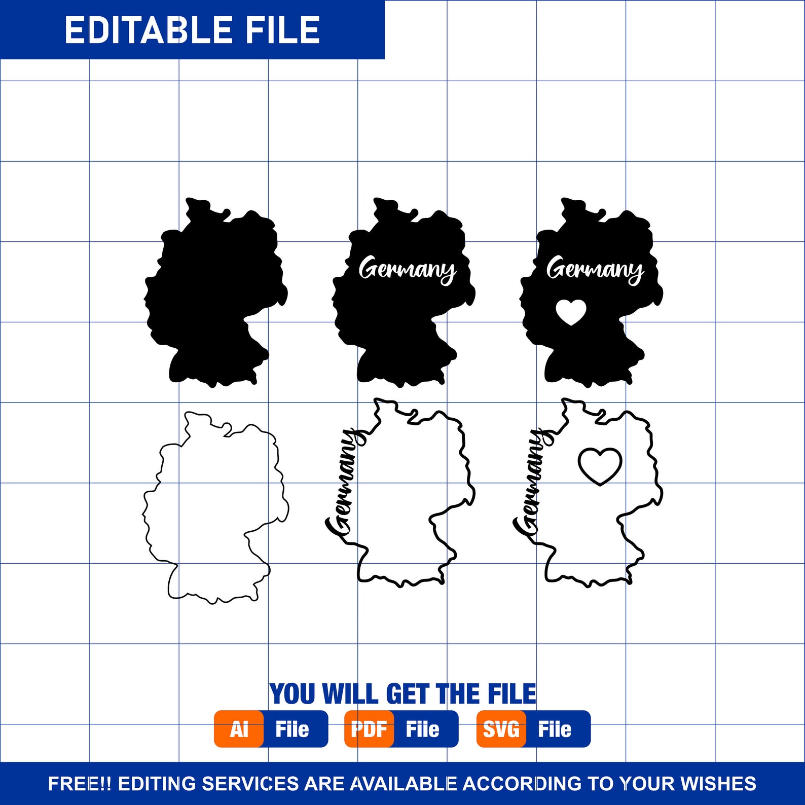 Germany SVG Germany Cut Files Germany Outline SVG Germany Silhouette ...