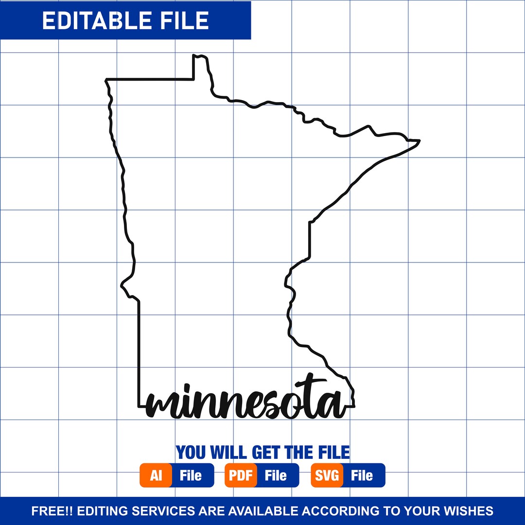 Minnesota Outline With Text SVG Files Minnesota Cut Files United States ...