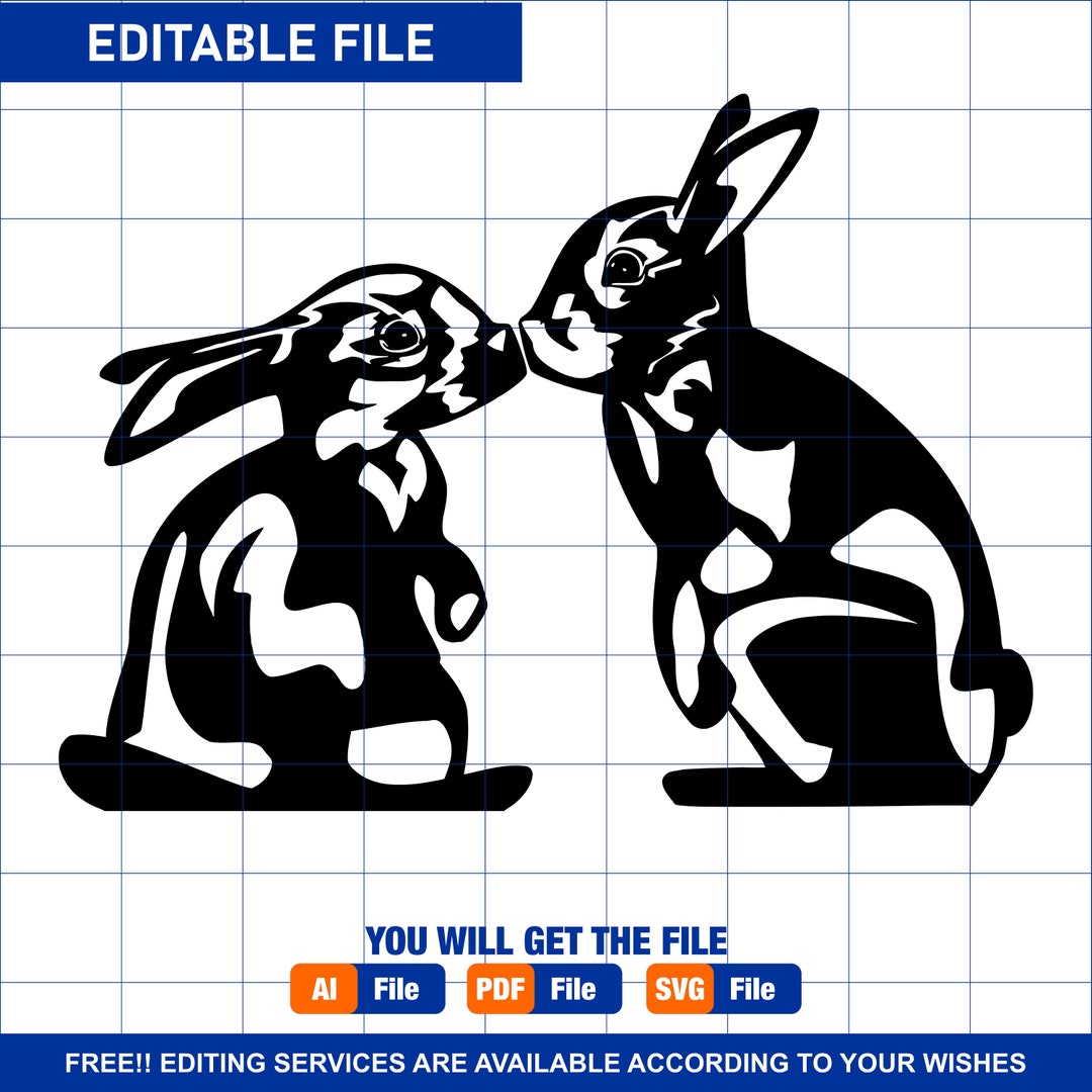 Vector RABBITS, Kiss, AI, Eps, Png, Pdf, Svg, Dxf, Jpg Download ...
