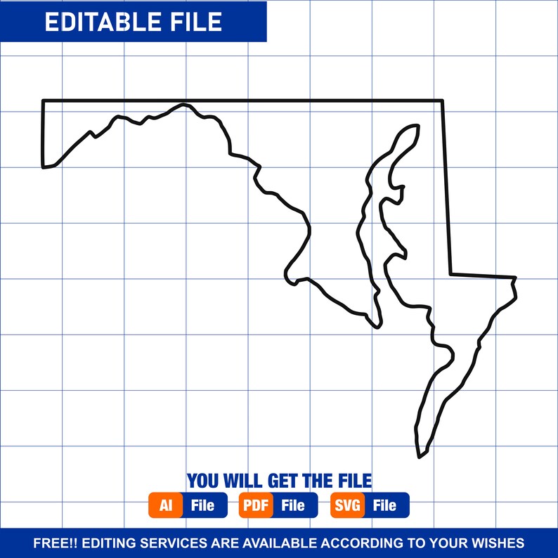 Maryland Outline SVG Files Maryland Cut Files United States of America ...