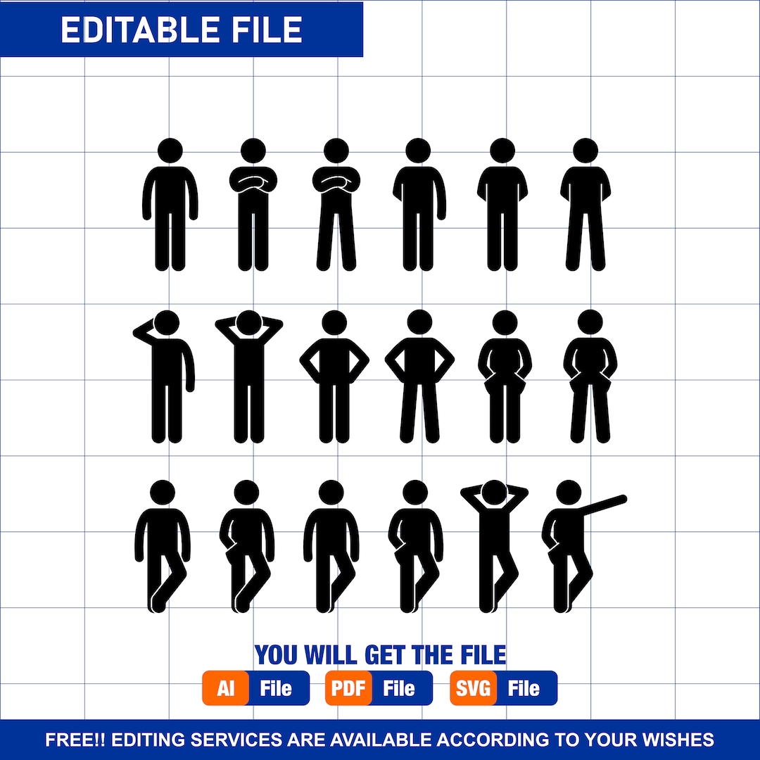 Stick Figure Stickman Stick Man People Person Poses Postures Standing ...