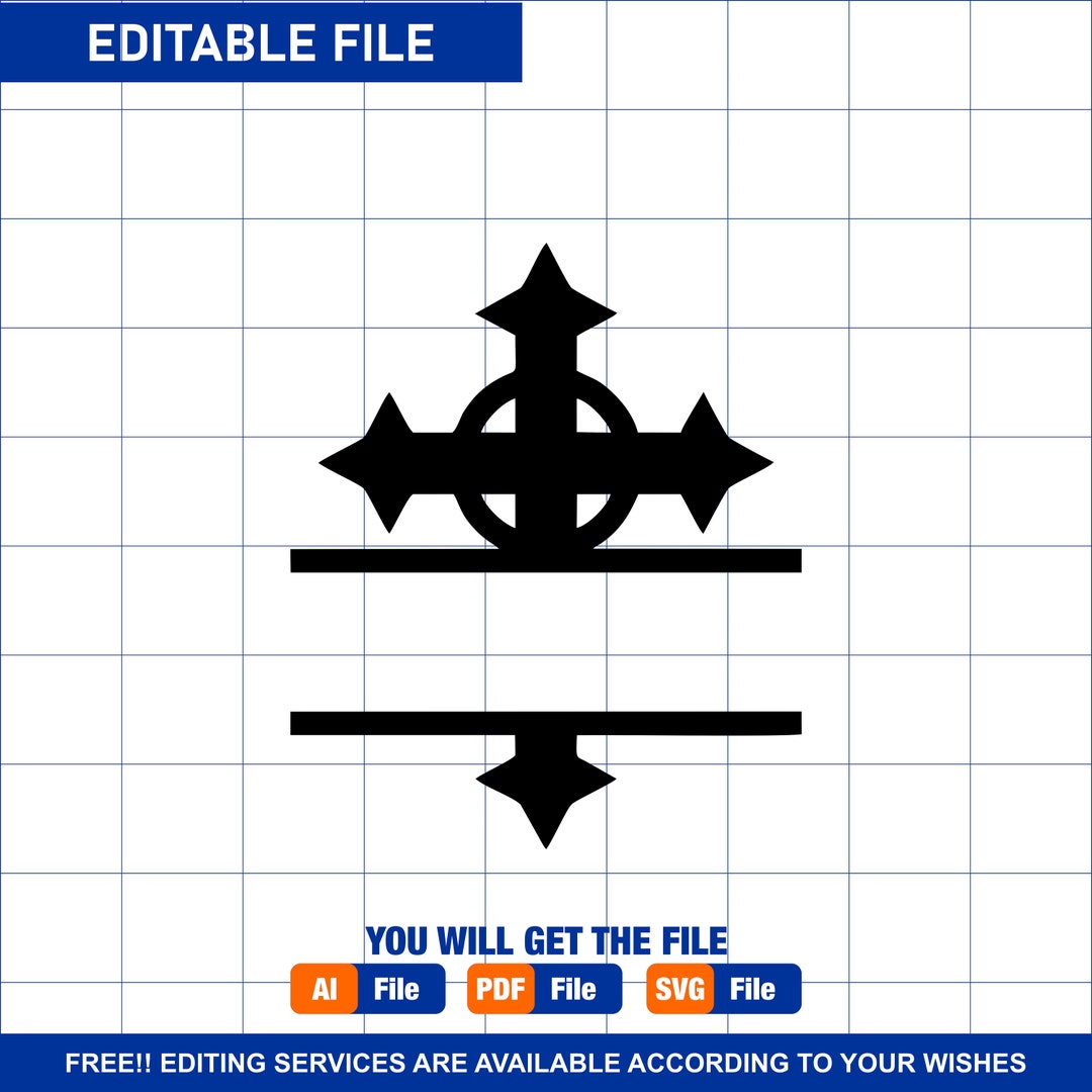 Christian Cross Monogram SVG Files Cross Split Name Frame Cut Files ...