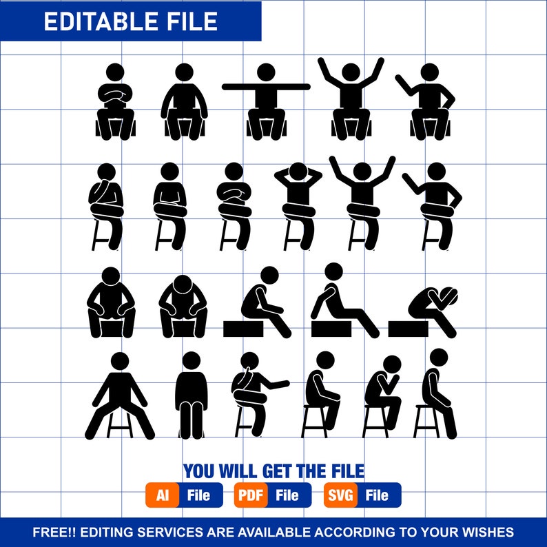 Stick Figure Stickman Stick Man People Person Poses Postures Sit ...