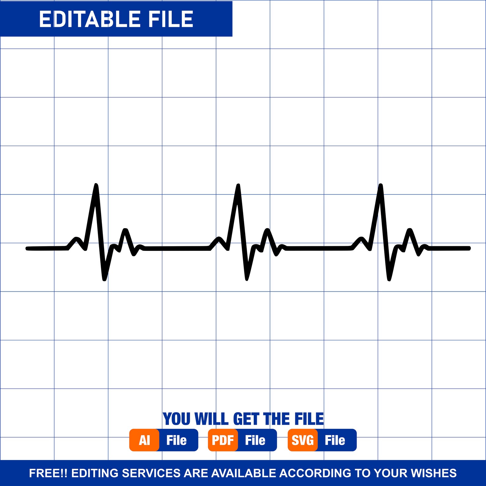 Heartbeat Line SVG Files ECG EKG Cut Files Healthcare Vector Files ...