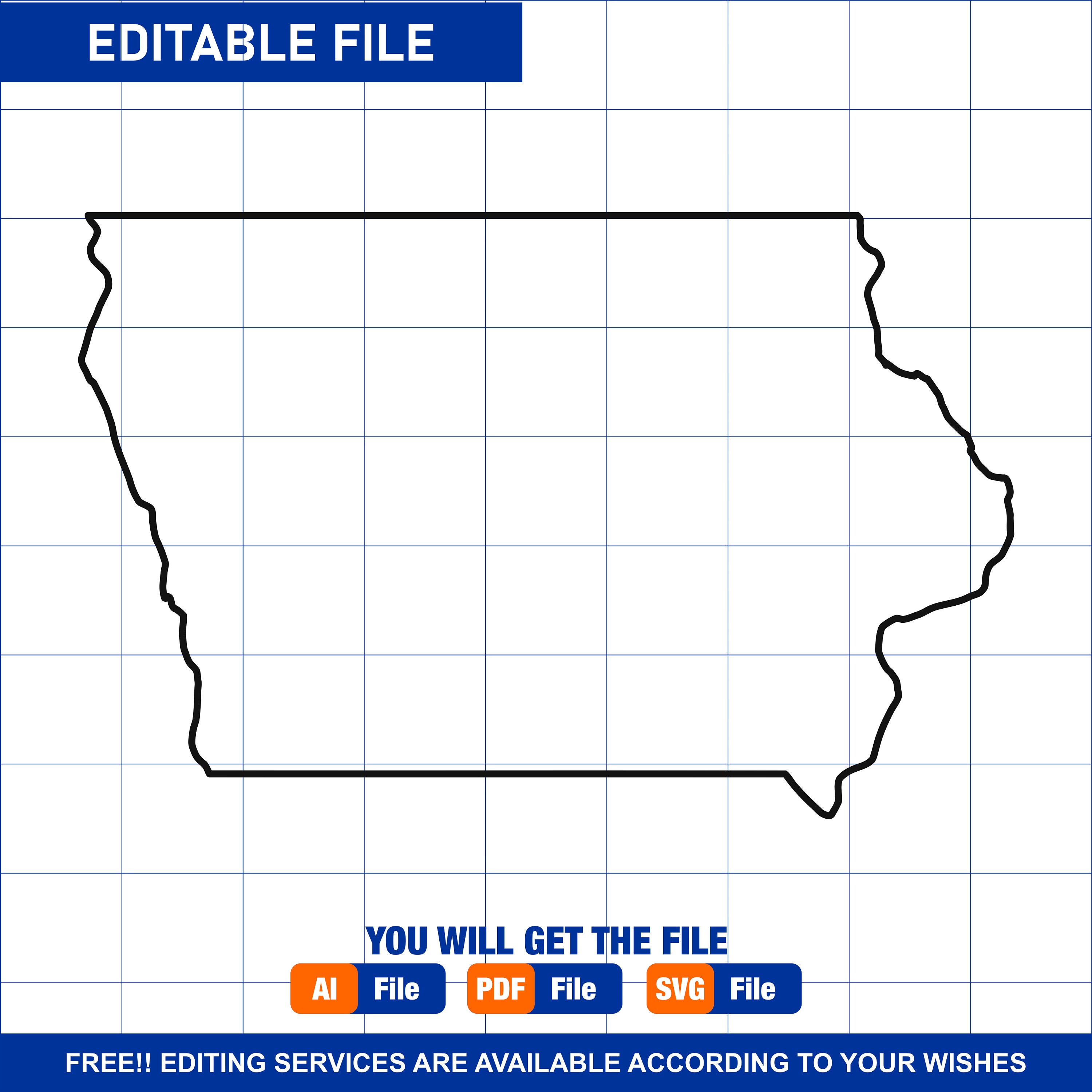 Iowa Outline SVG Files Iowa Cut Files United States of America Vector ...
