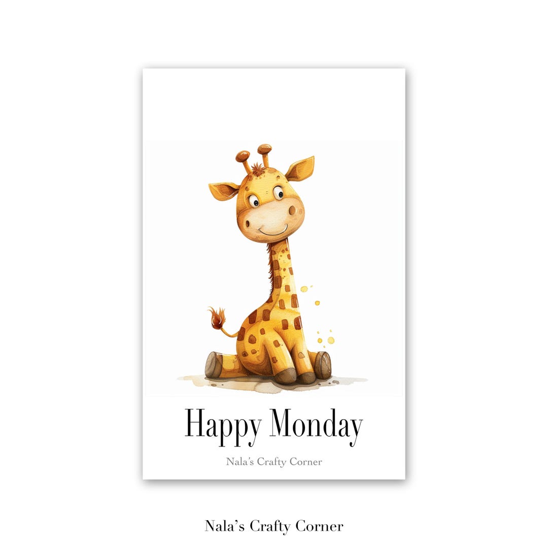 Digital Happy Monday Greetings Card, Giraffe, Downloadable Card, AI ...