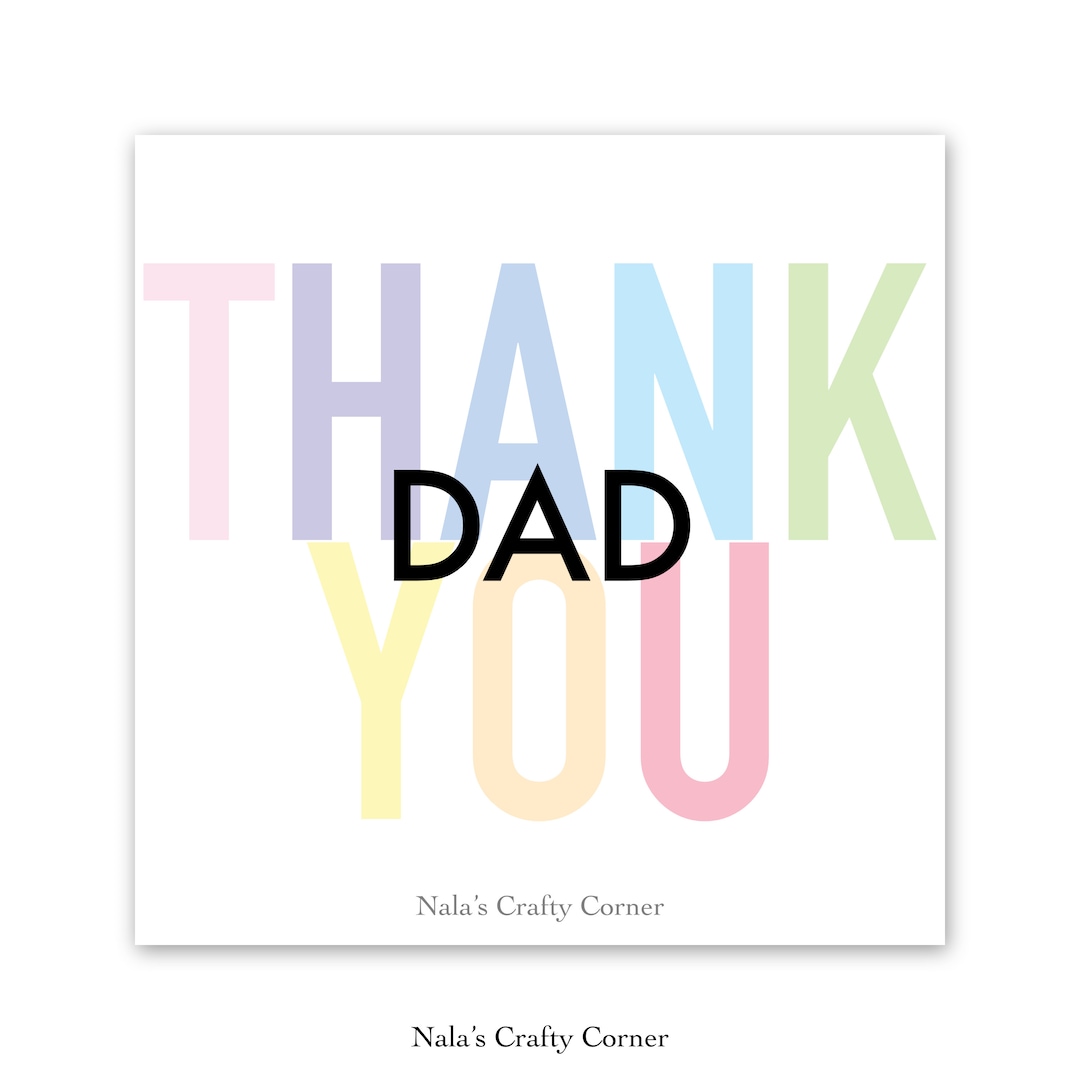 Digital Thank You Dad Greetings Card Gift, Rainbow Thank You Dad, Daddy ...