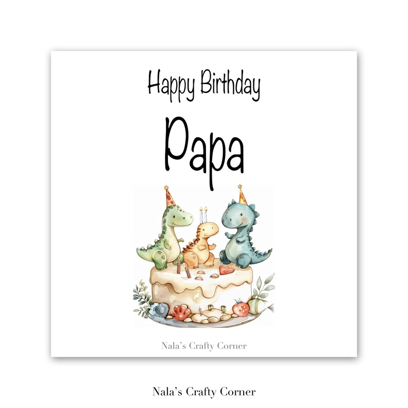 Digital Happy Birthday Papa Greetings Card, Dinosaur Cake, Daddy, Dad ...