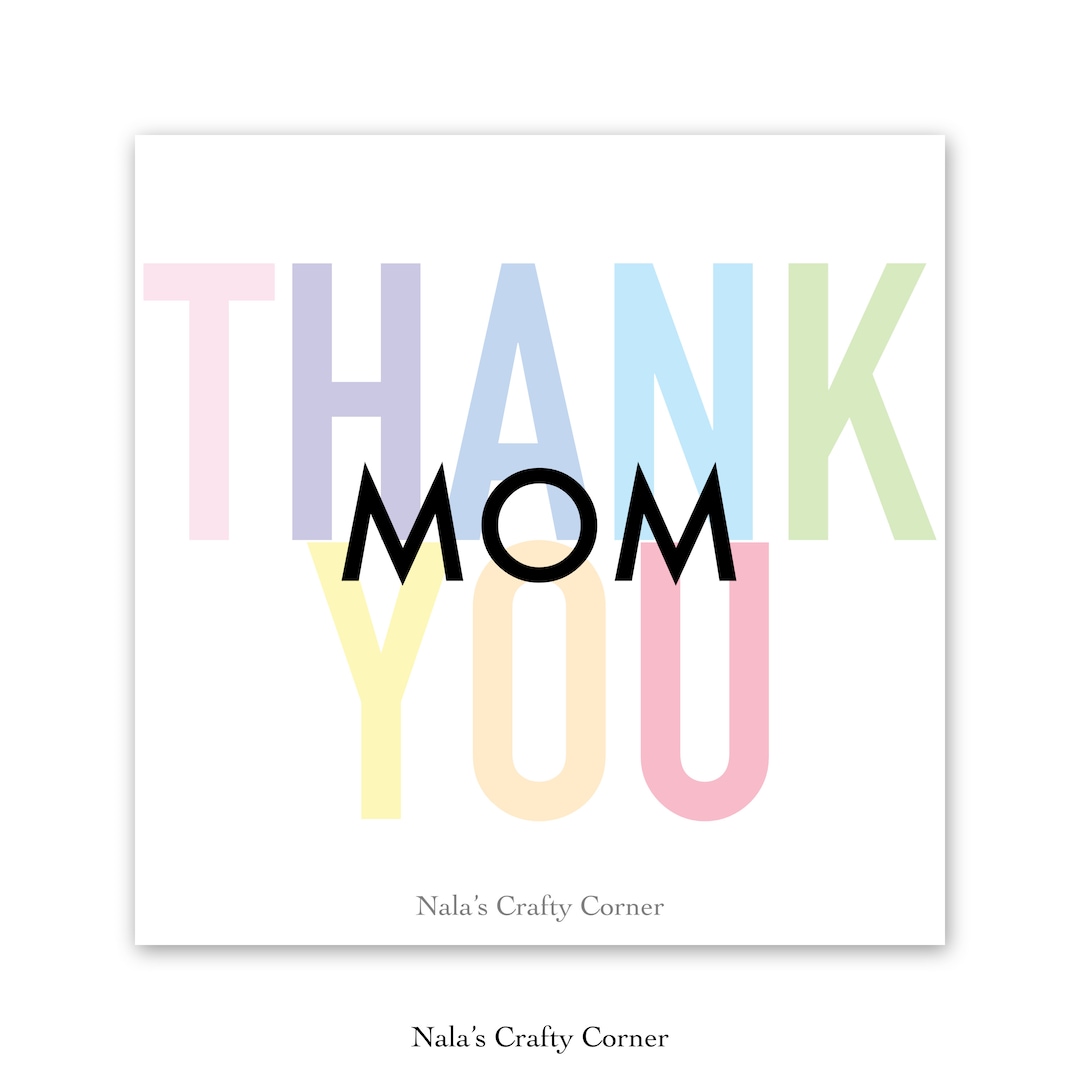 Digital Thank You Mom Greetings Card Gift, Rainbow Thank You Mom, Mama ...