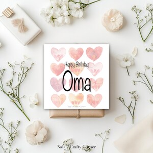 Digital Happy Birthday Oma Greetings Card, Hearts, Grammy Nana Mimi ...
