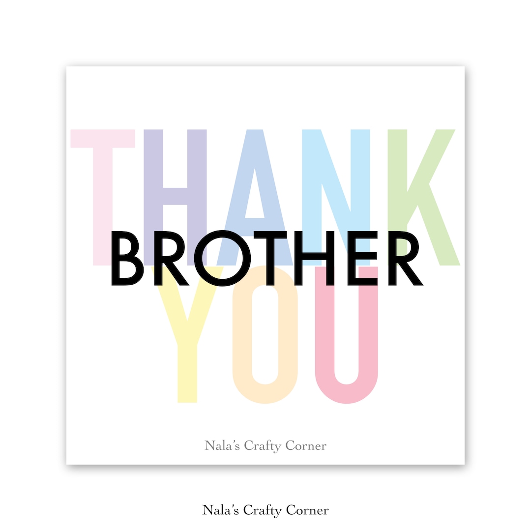 Digital Thank You Brother Greetings Card Gift, Rainbow Thank You ...