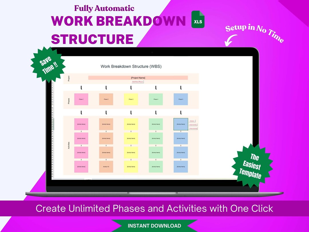 Work Breakdown Structure Excel Template | Automated Project Planning ...